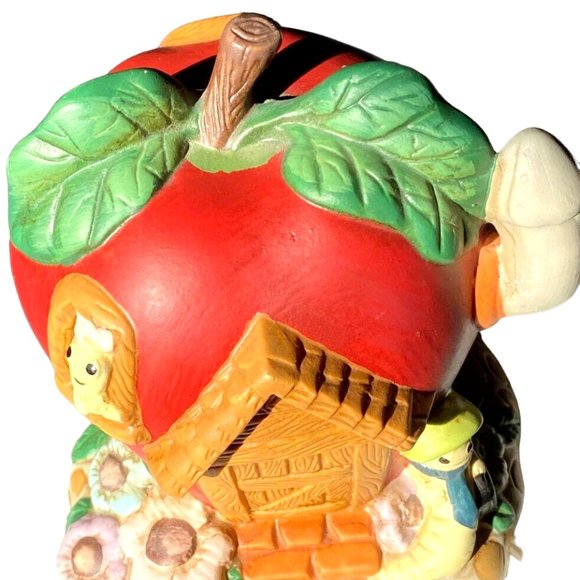 Accents | Light Up Red Ceramic Apple House With Worm Lamp Nightlight ...